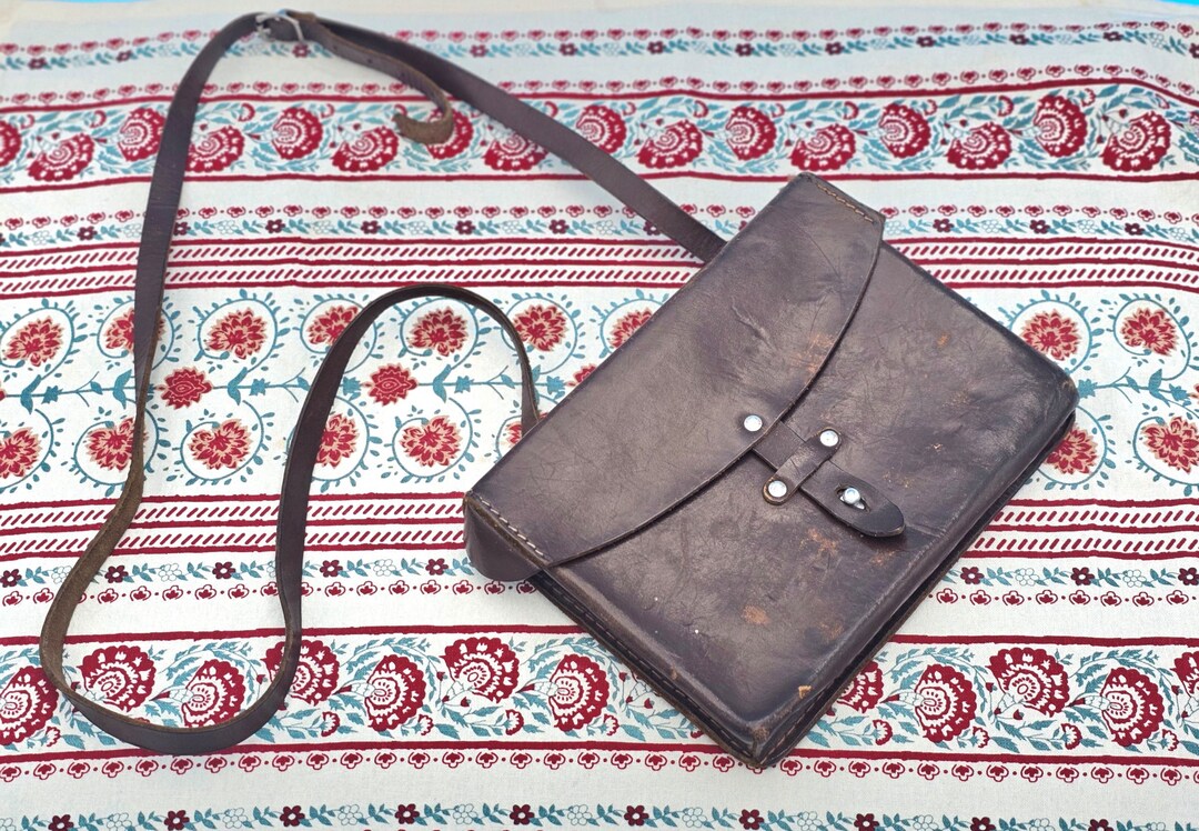 Vintage Original Ex Swiss Army Map Bag Old Leather Chart Case of the ...