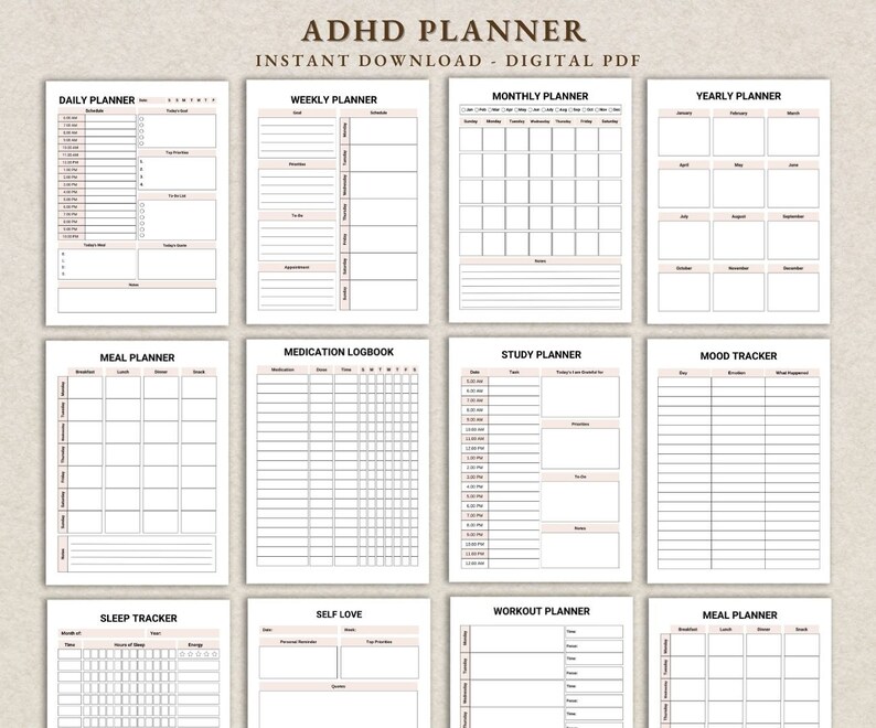 ADHD Planner made by an Adhder PRINTABLE Adult ADHD Journal, Organizer ...