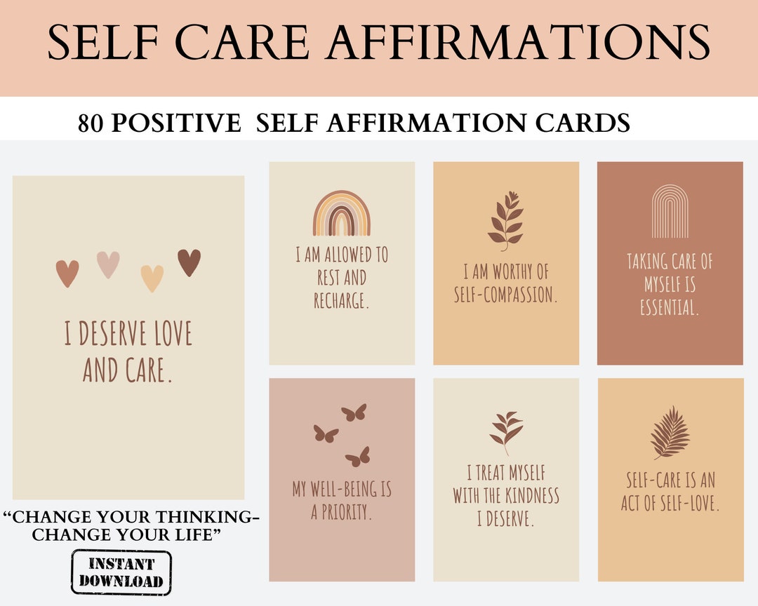 Self-care Affirmation Cards,affirmation Station Cards, Positive Quote Flash Cards, Affirmations ...