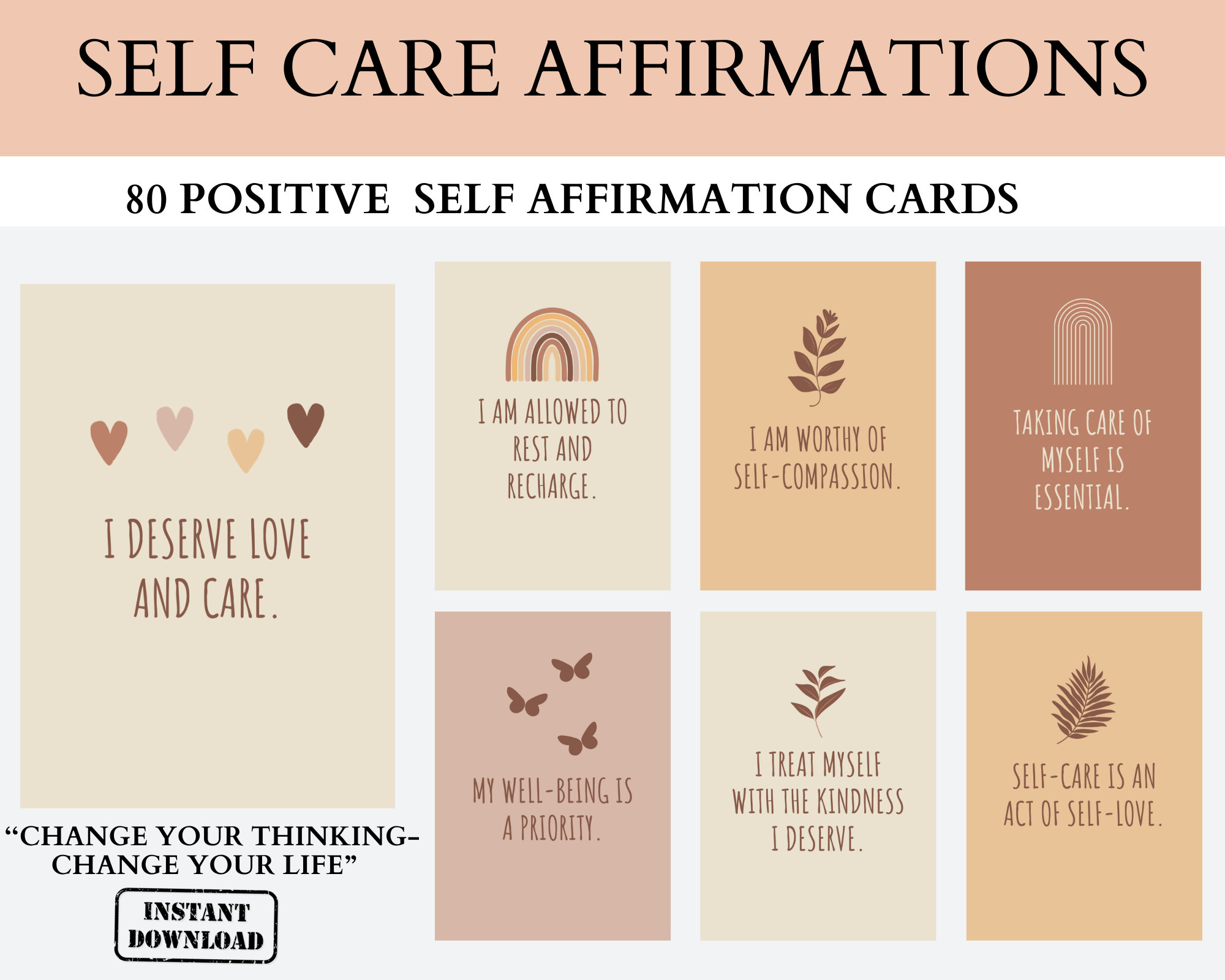 Self-care Affirmation Cards,affirmation Station Cards, Positive Quote ...