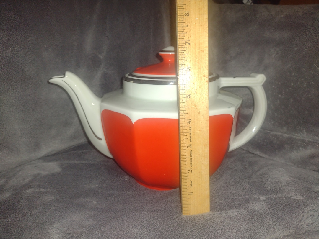 Vtm MCM Hall's Superior Quality USA Red White Teapot - Etsy