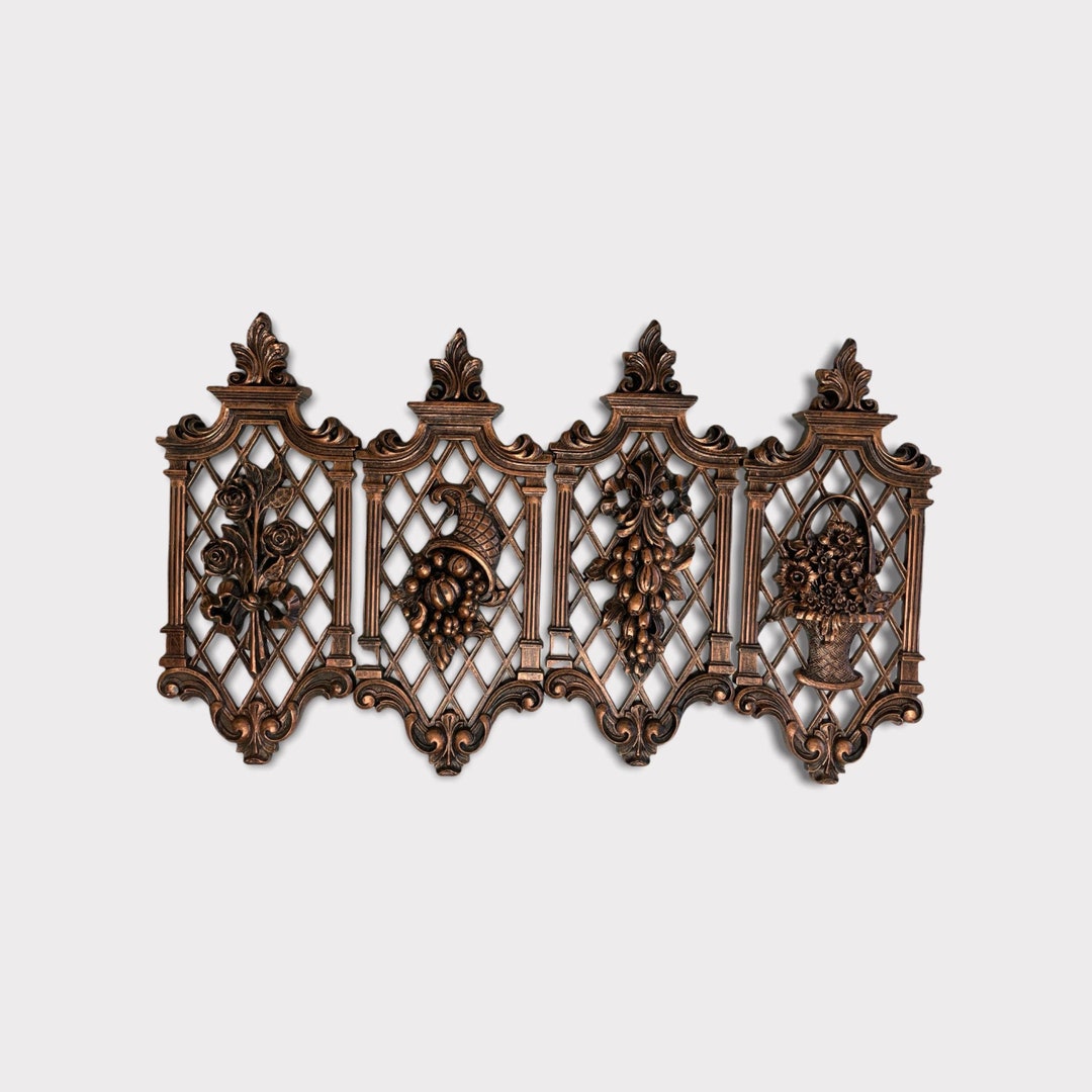 Wall Decor, Plastic Resin Wall, Syroco, Set of 4, Vintage - Etsy