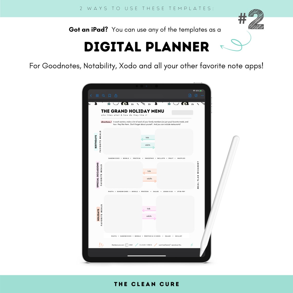 Meal Planner Printable Digital Meal Planning Weekly Meal - Etsy