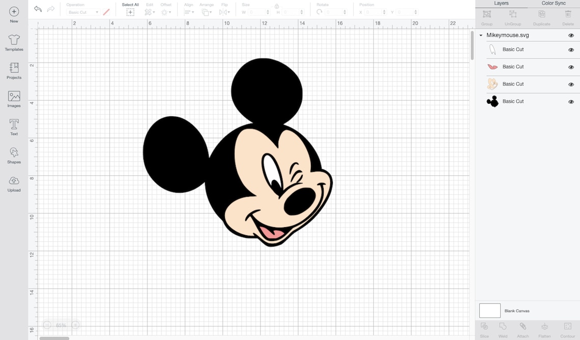 Mickey Mouse Winking Layered Cut File SVG - Etsy