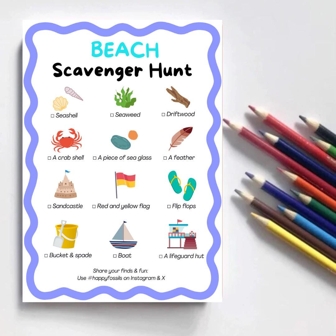 Beach Scavenger Hunt PDF Fun Printable Summer Activity Instant Download ...