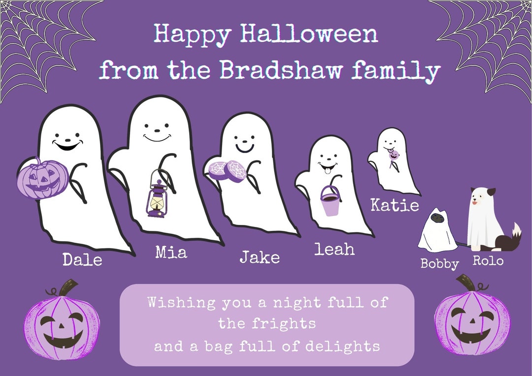 Halloween Custom Cute Ghost Family Print Halloween Family - Etsy