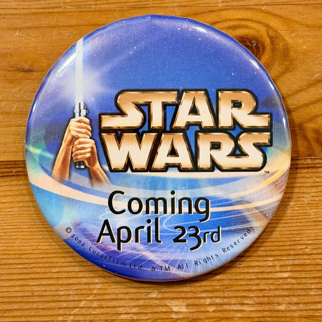 Vintage 2002 Star Wars Promotional Metal Pinback Button: Coming April ...