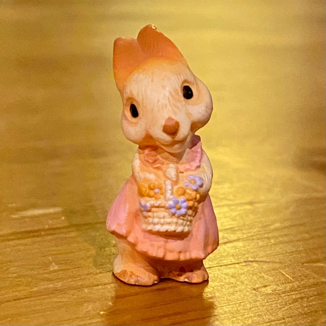 Vintage Hallmark Merry Miniature: Shy Girl Bunny With Flower Basket - Etsy