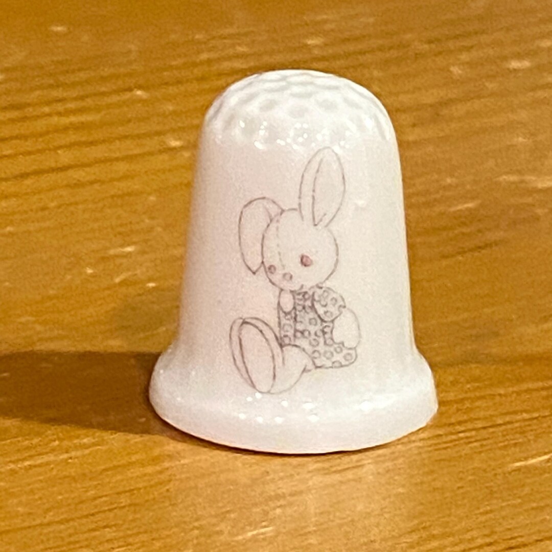 Vintage Precious Moments Porcelain Thimble: Stuffed Bunny Rabbit, 1990s ...