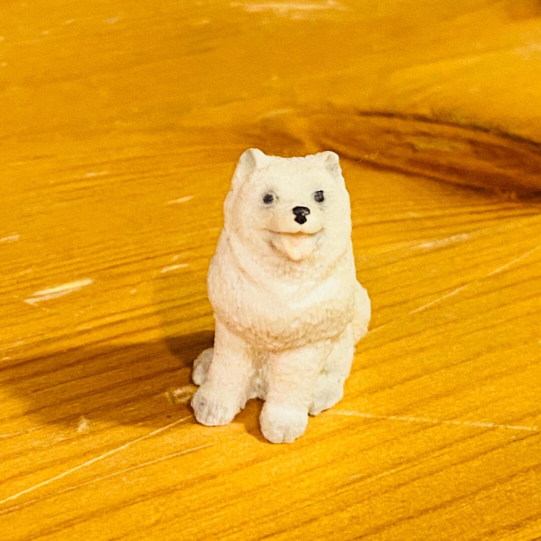 Vintage 1990s White Dog Samoyed Miniature 1.25" Figurine, Hand-painted ...
