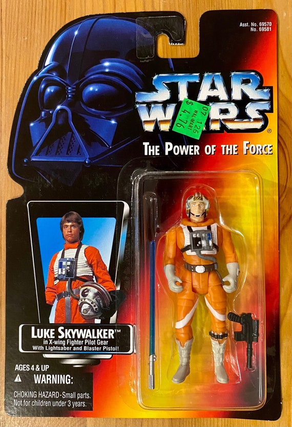 Star Wars 1995 Kenner Power of the Force Luke Skywalker X wing Fighter Pilot Vintage Action Figure RED Card RARE Short Saber Long Tray NEW Etsy