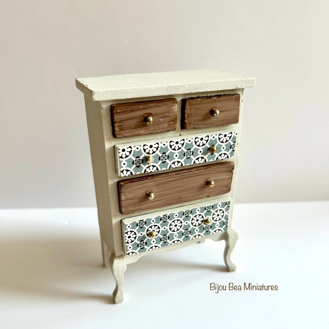 Miniature Shabby Style Tall Boy Drawer Set OOAK - Etsy