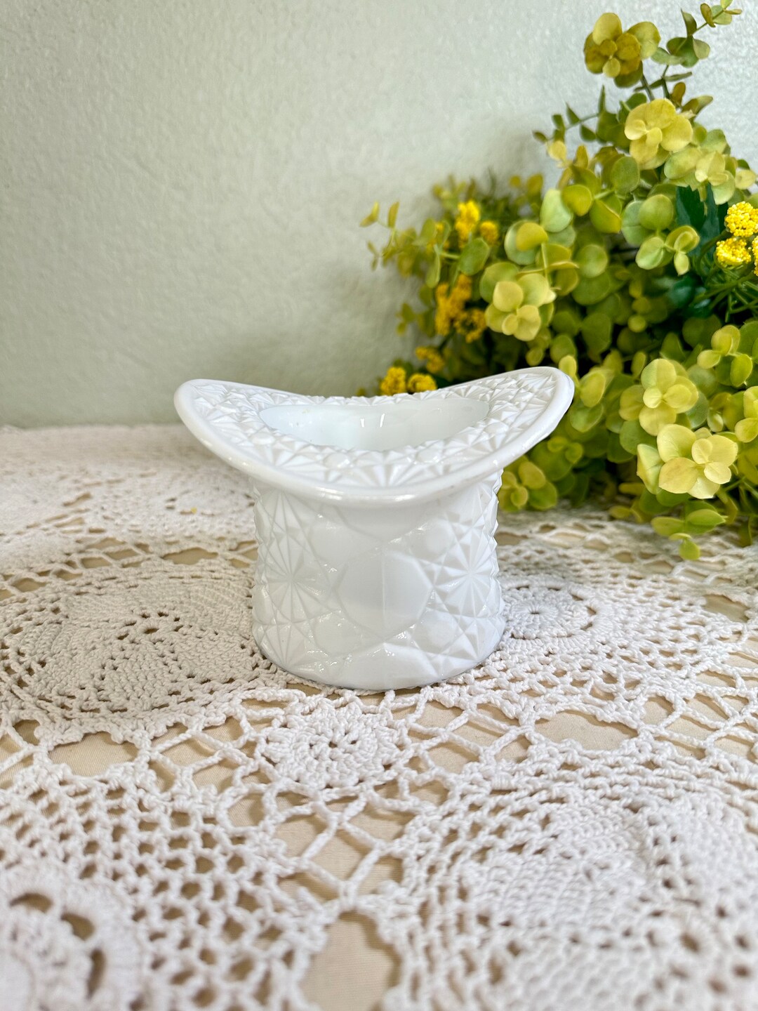 Milk Glass Daisy and Button Top Hat - Etsy