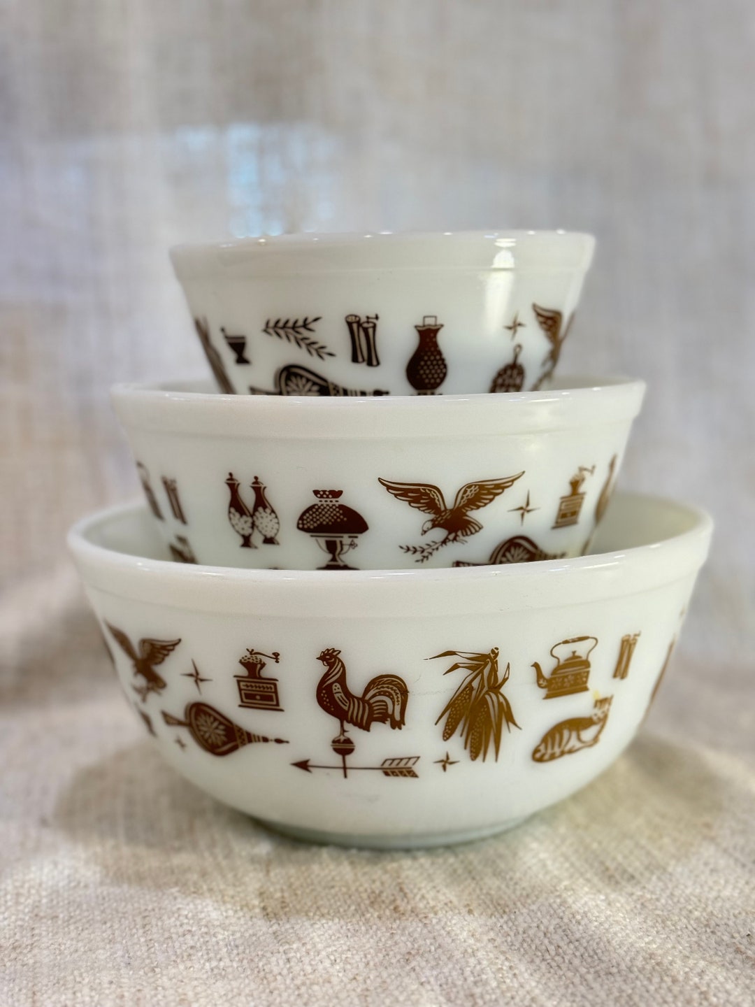 Pyrex Early American Mixing Bowl Set - Etsy