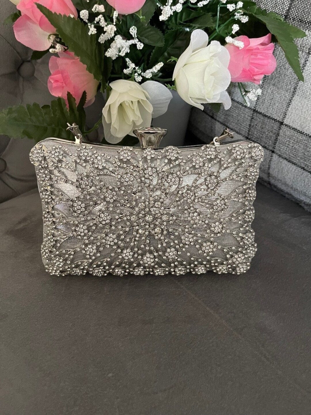 Sparkly Silver Crystal Clutch Bag Bridal Bag Prom Party - Etsy UK