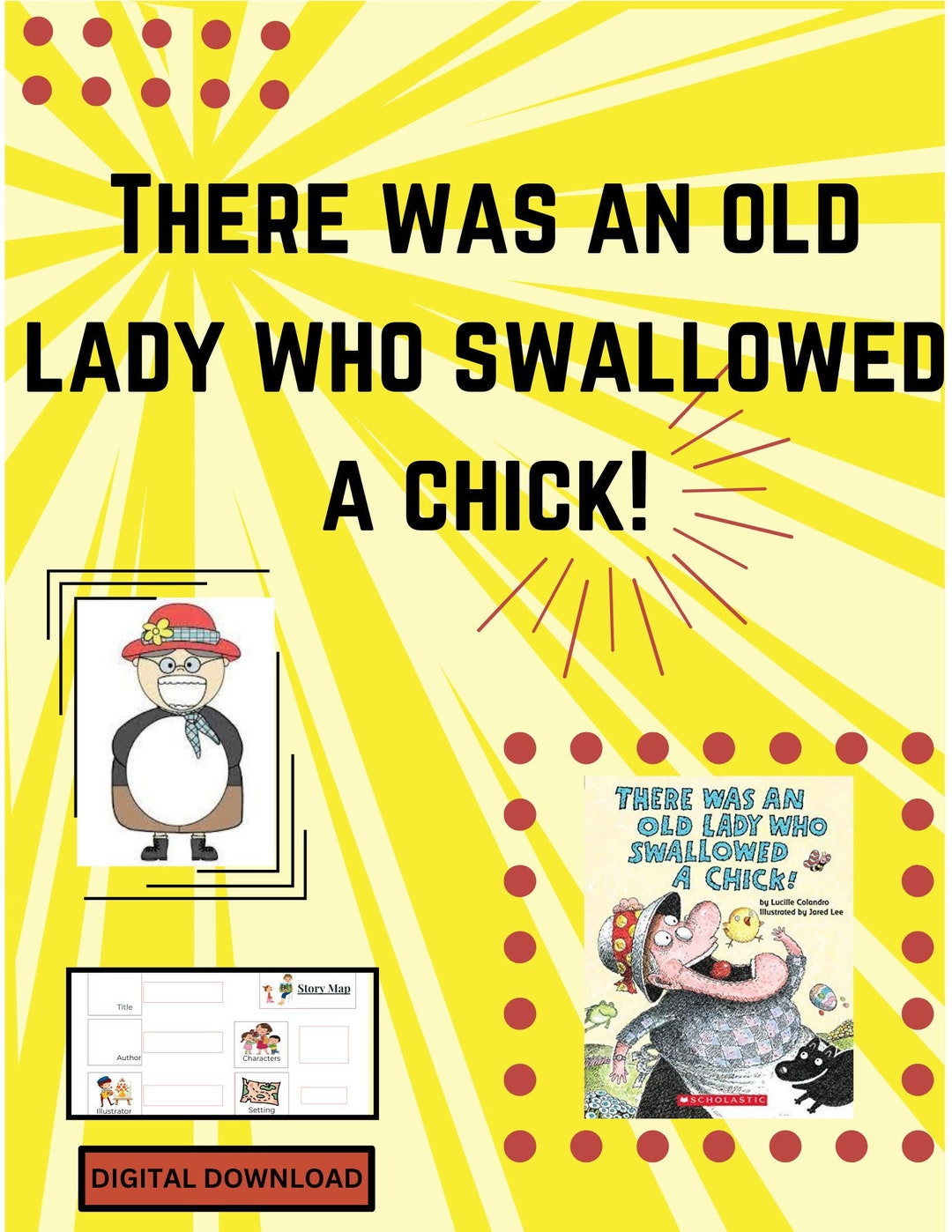 There Was an Old Lady Who Swallowed A Chick Learning Easter - Etsy