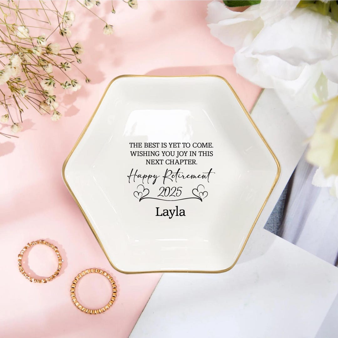 Personalized Retirement Ring Dish, Custom Jewelry Tray Gift for Women ...