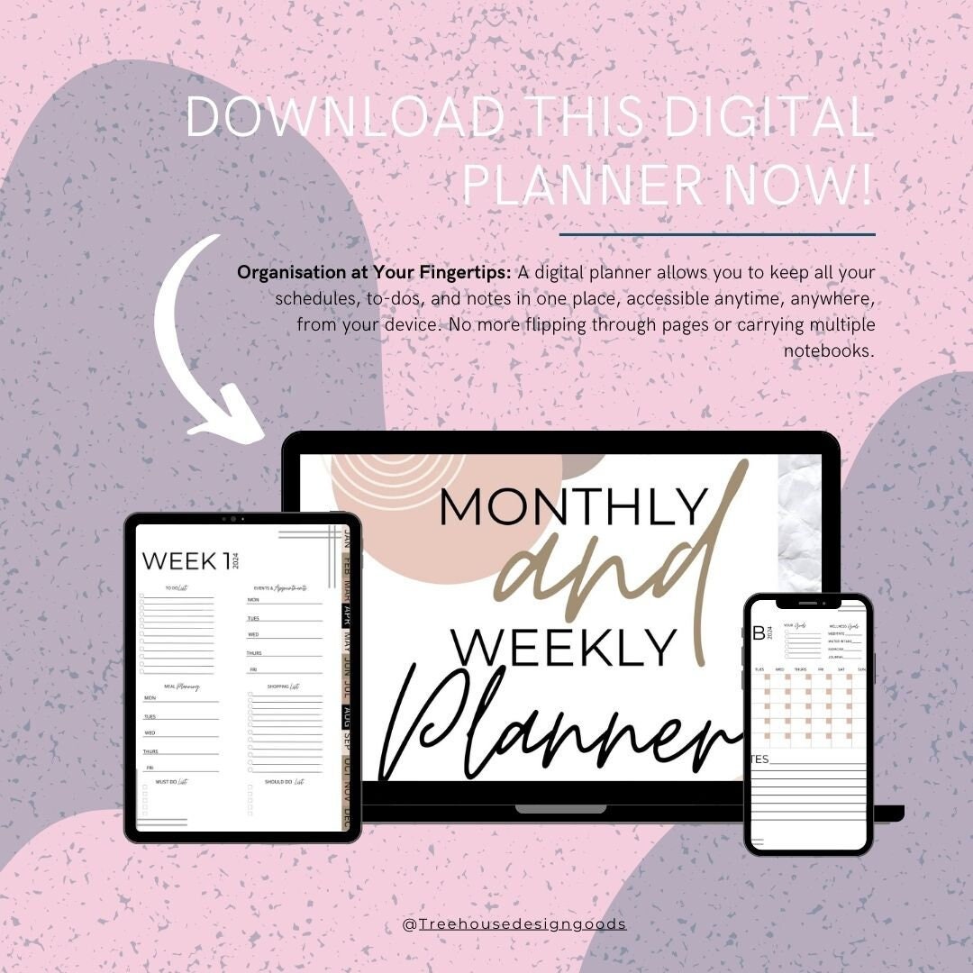 Boho Digital Planner Monthly Planner Weekly Daily Planner Goodnotes ...