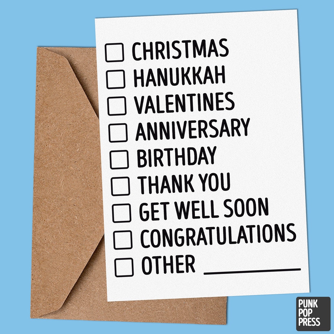 Funny Greeting Card Check Box Birthday Anniversary - Etsy