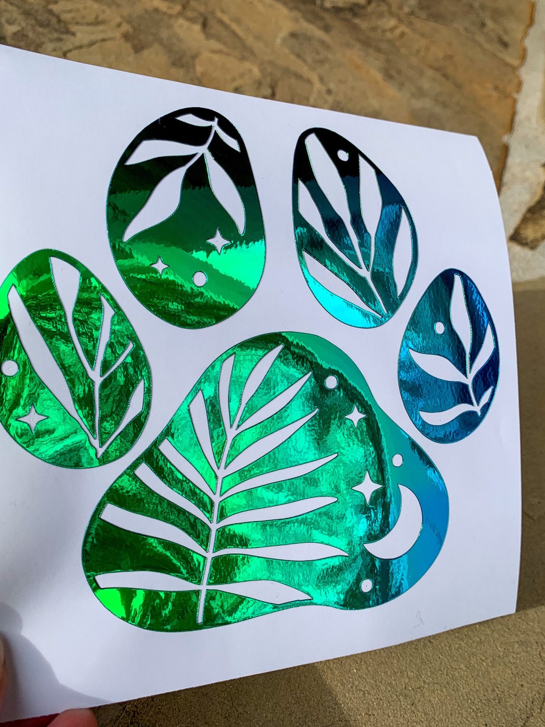Holographic Boho Paw Print Decal, Car/window Paw Print Decal, Dog Paw ...