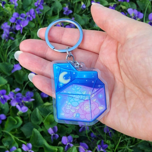 Celestial Milk Carton Acrylic Charm Keychain Floral Glass - Etsy Canada