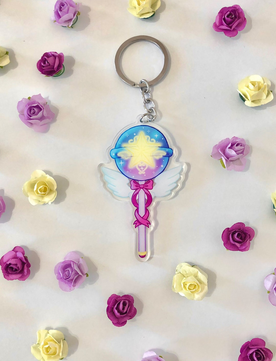 Celestial Lollipop Sceptre Acrylic Charm Keychain, Magical Girl Wand ...
