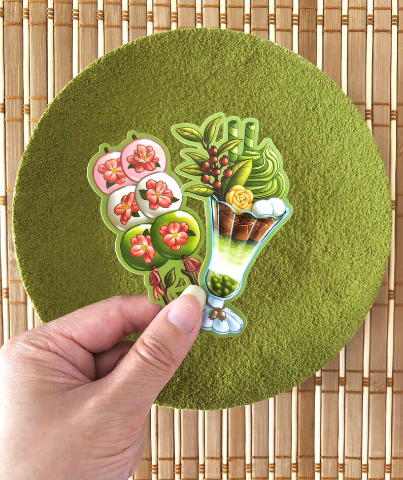 Matcha Dessert Sticker Set of 10, Green Tea Food Vinyl Art Decal ...