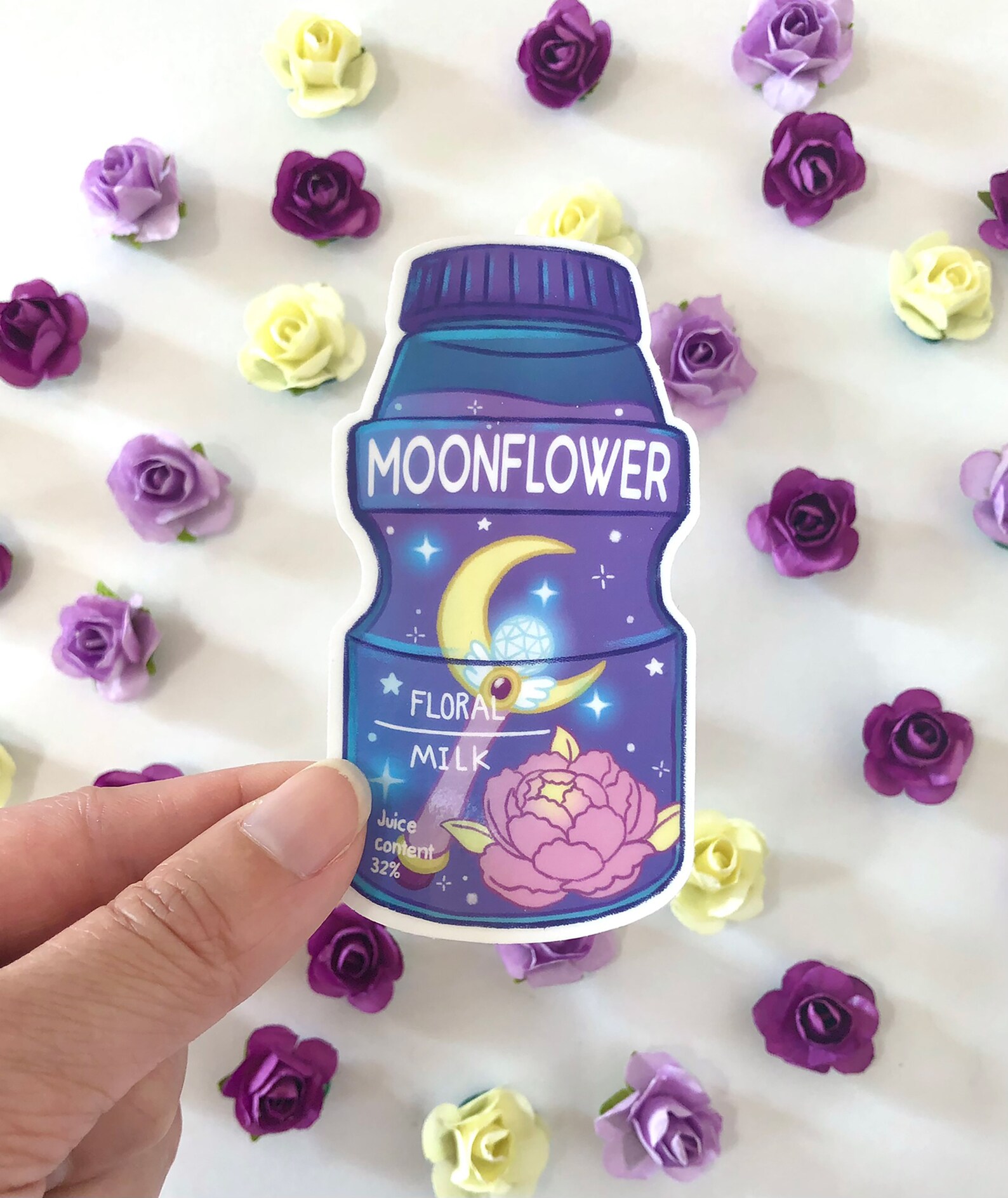 Celestial Snacks Gloss Vinyl Sticker, Floral Milk Carton Sticker, Space ...