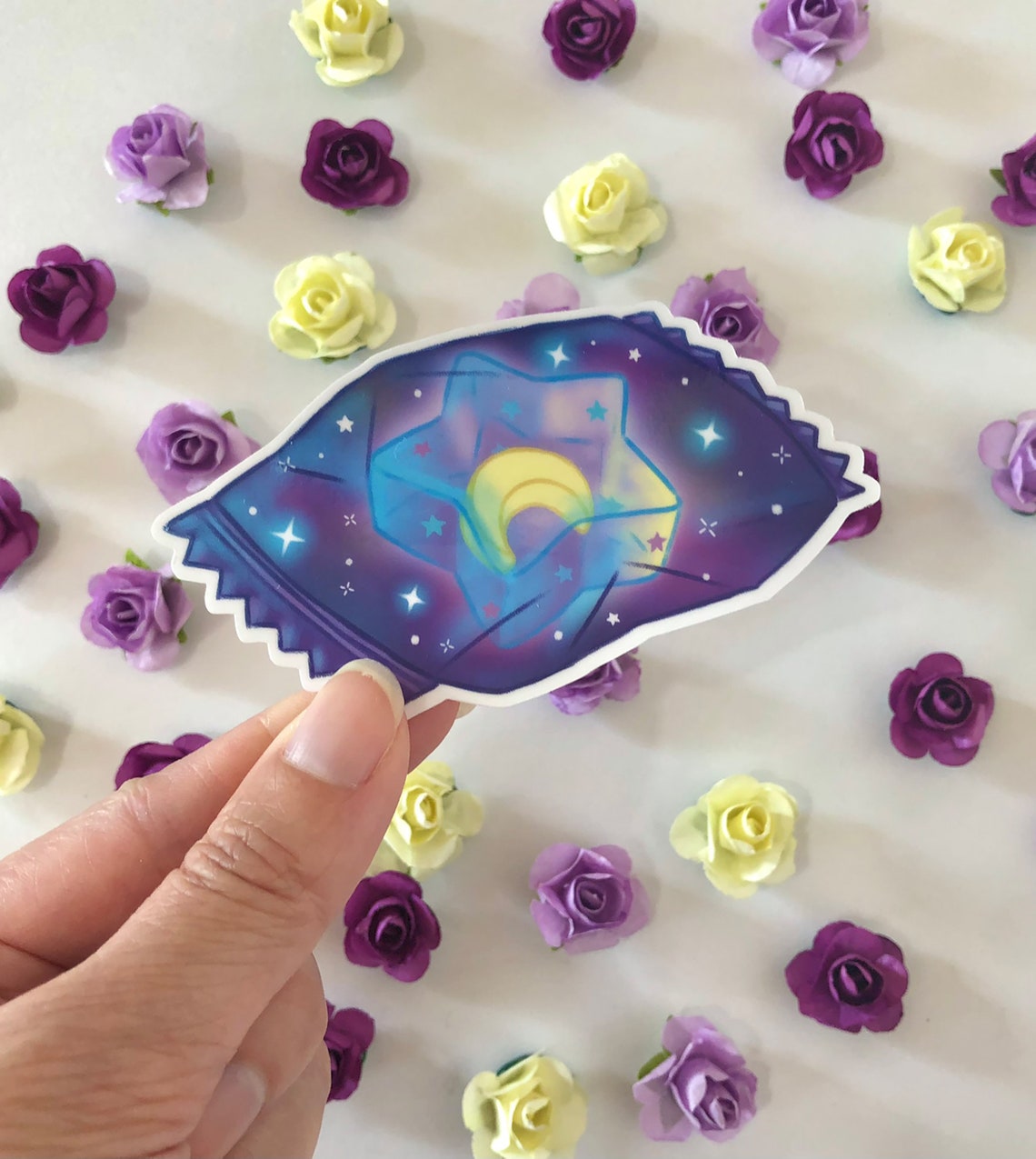 Celestial Snacks Gloss Vinyl Sticker, Floral Milk Carton Sticker, Space ...