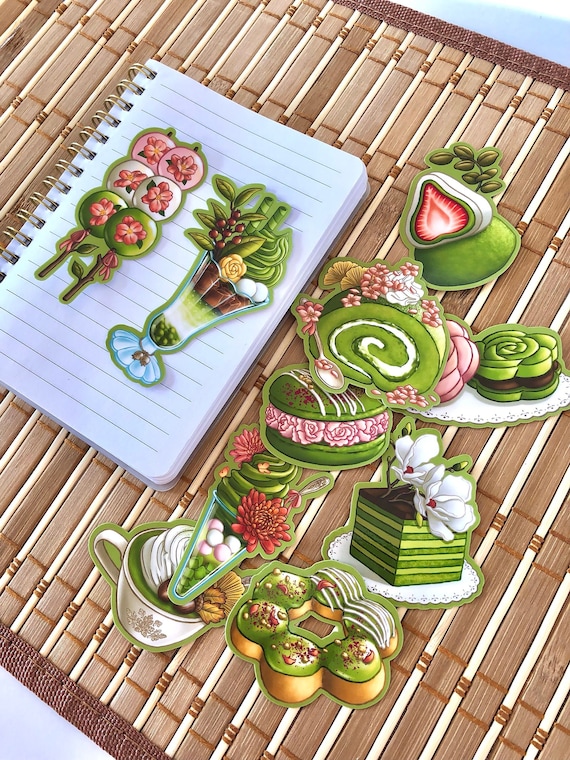 Matcha Dessert Sticker Set of 10 Green Tea Food Vinyl Art - Etsy