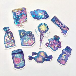 Holo Celestial Snacks Sticker Set of 10, Kawaii Magical Girl Food Vinyl ...