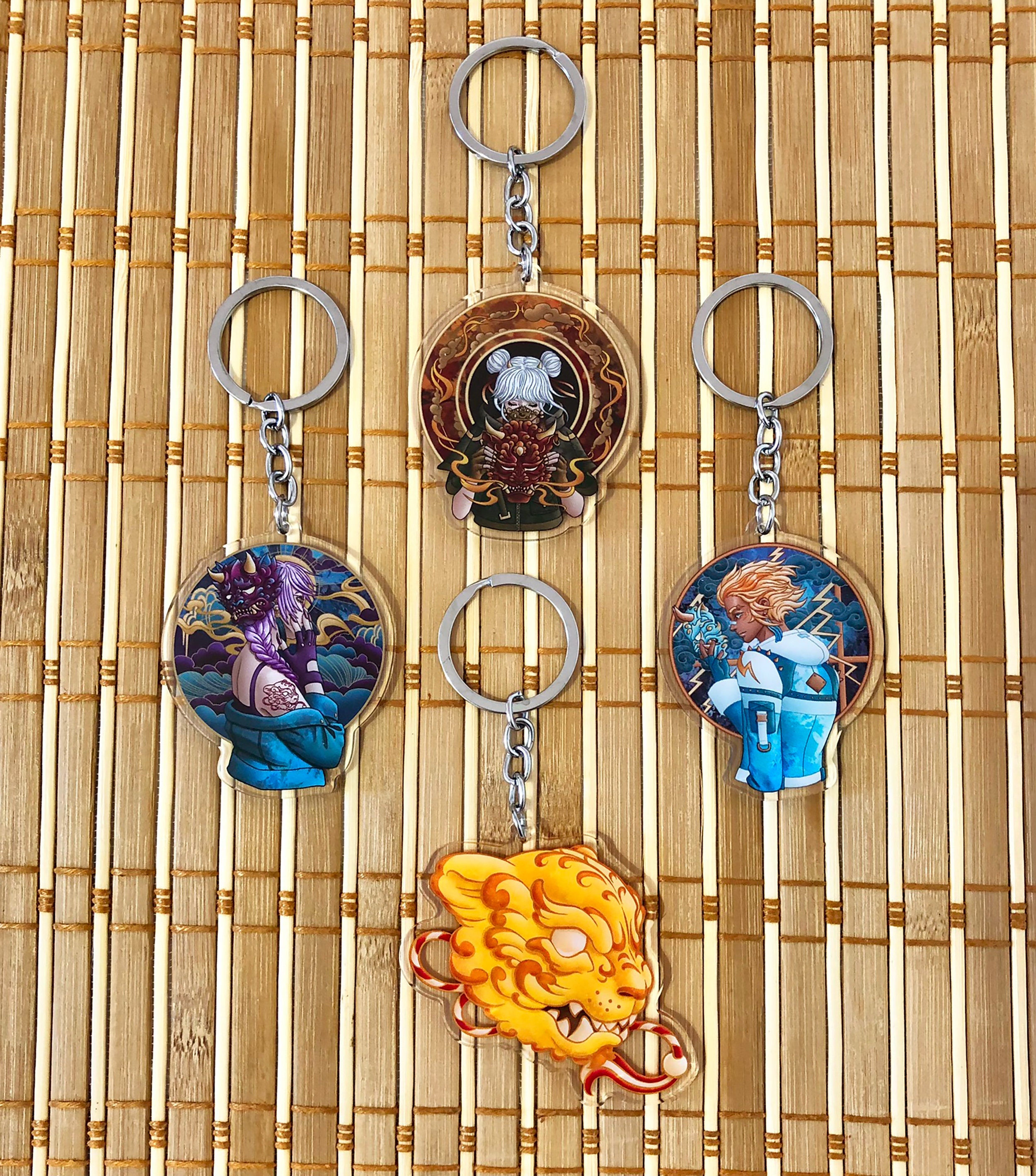 Yokai Fire Anime Girl Acrylic Charm Keychain Manga Oni - Etsy Canada