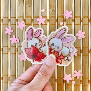 Cherry Blossom Bunny Sticker Set, Kawaii Sakura White Rabbit Vinyl Art ...