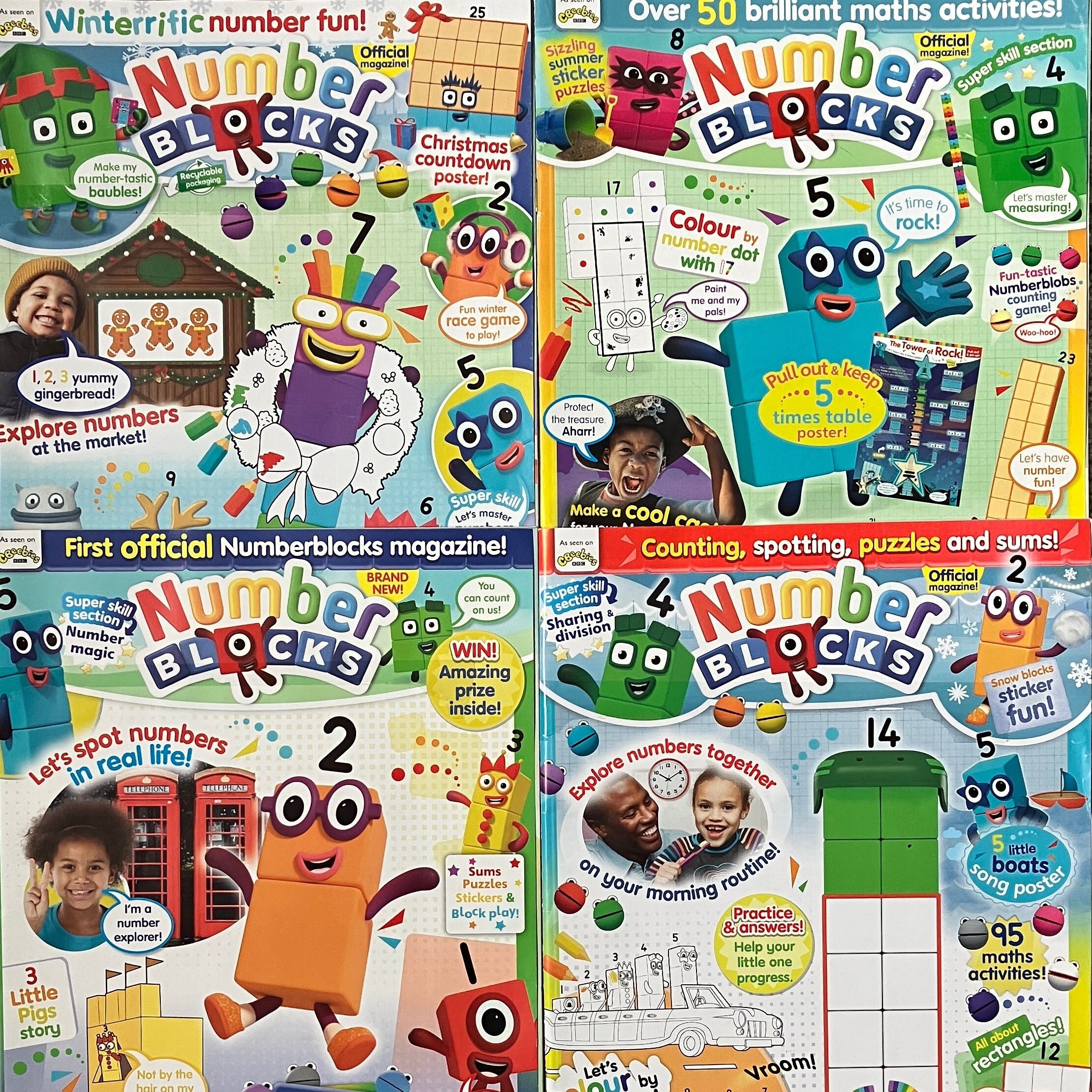 4x Number Blocks Educational Magazines With Stickers Numberblocks ...