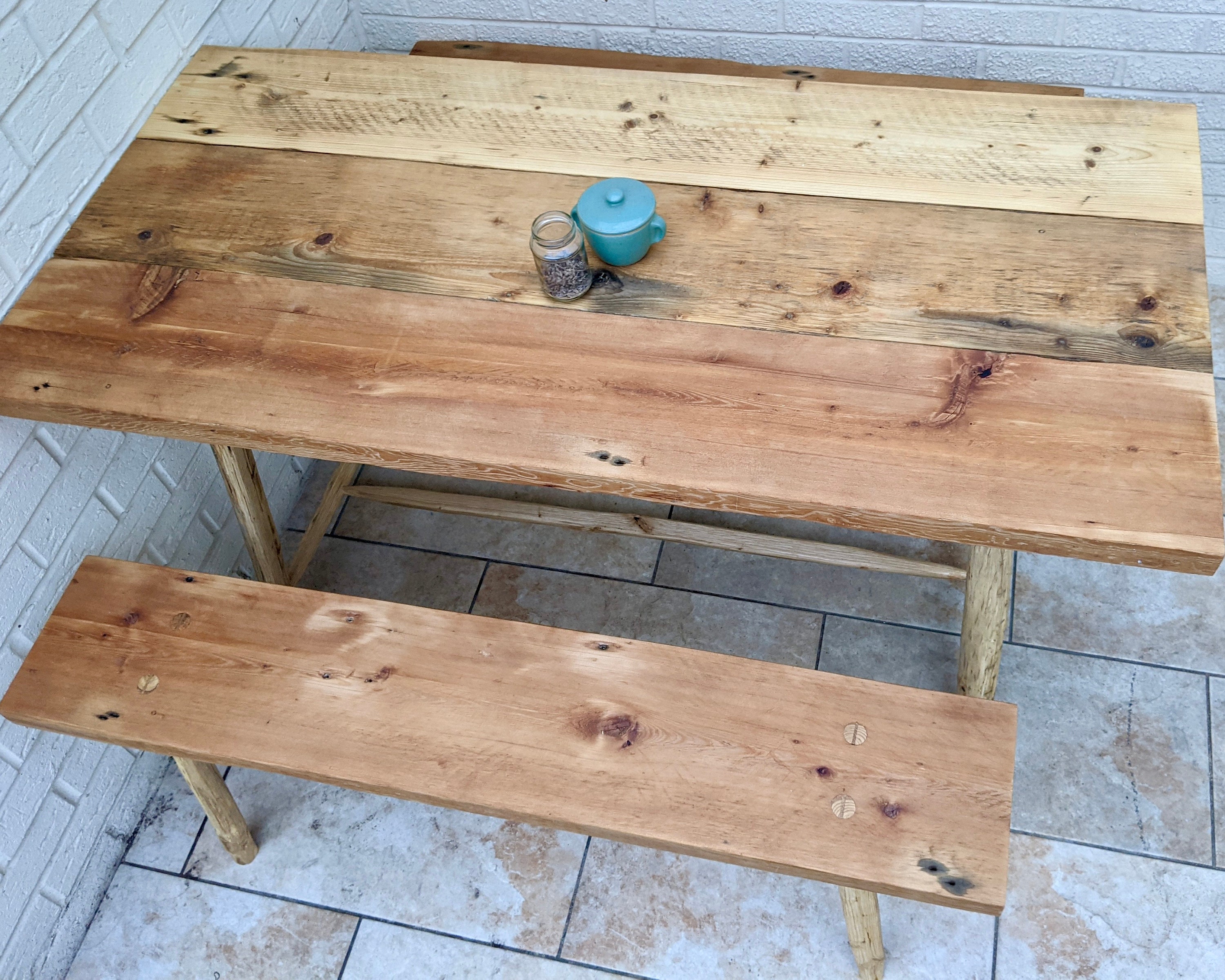 Coppice and Reclaimed Wood Bench - Etsy UK