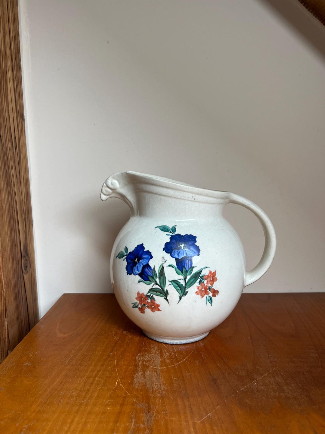 Art. 891 - Nostalgic Ceramic Jug With Hand-painted Floral Motifs - Etsy