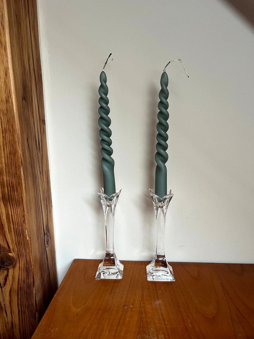 2 Glass Candlesticks: Nachtmann, Leaf-like Design - Art. 527 - Etsy
