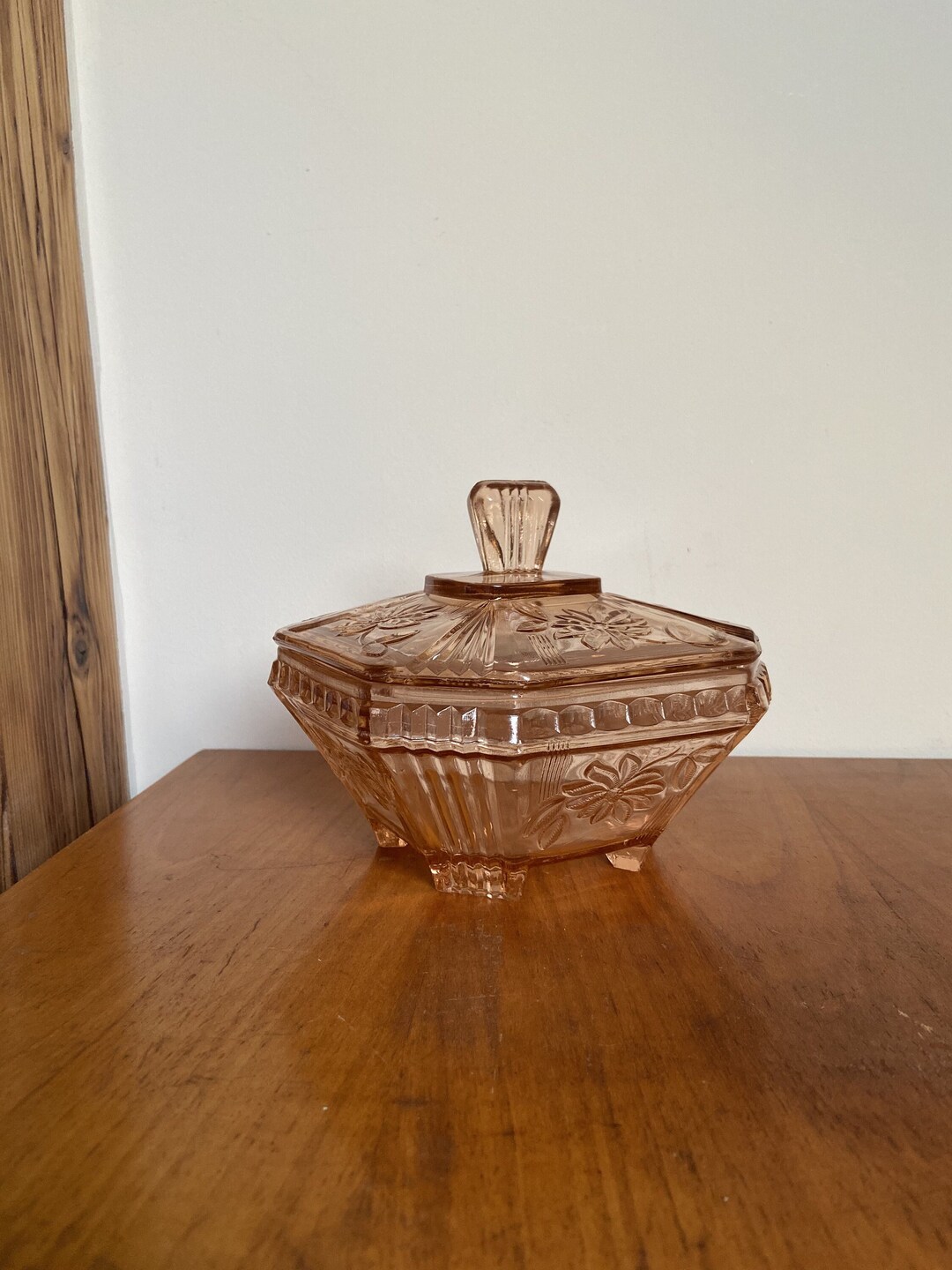 Art. 318 - Vintage Bonboniere - Art Deco - Jewelry Box - Rosaline Glass ...