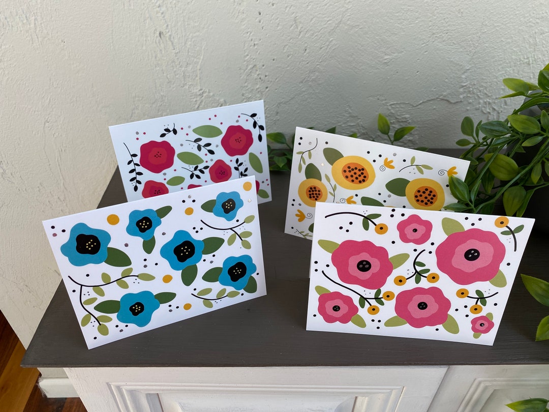 Hand Made and Embellished Note Card Set, Beautiful, Vibrant, Whimsical ...