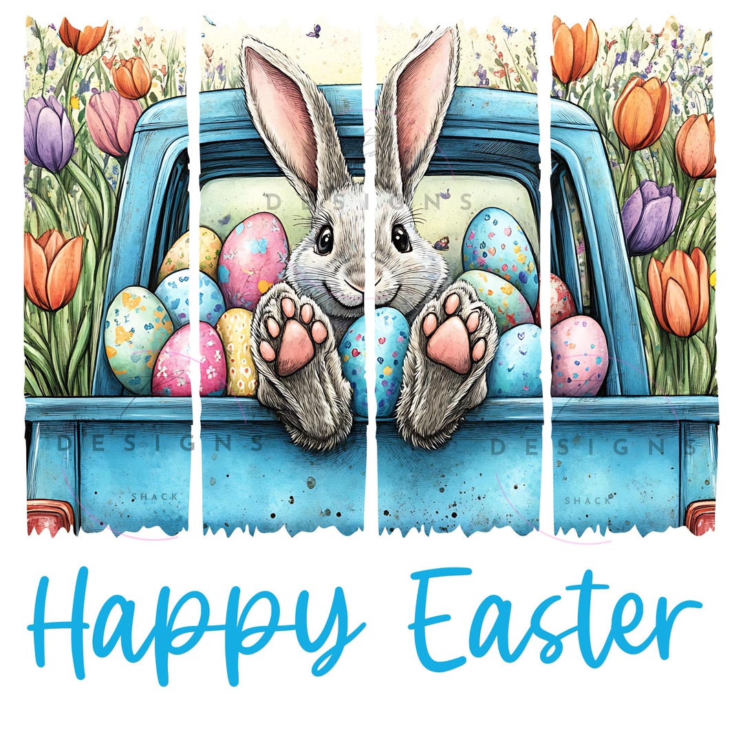 Easter Bunny Truck PNG Spring Bunny Print Cute Easter Clipart Easter ...