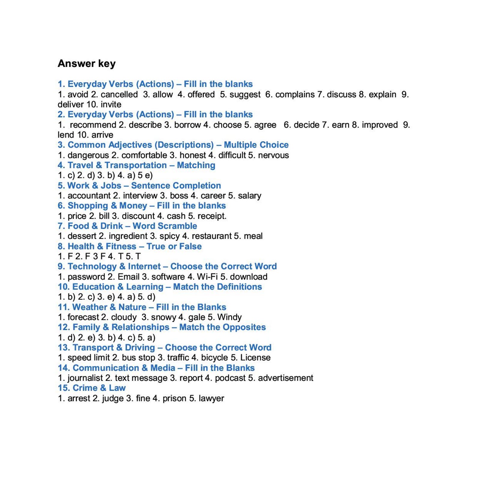B1 Vocabulary Workbook/ Digital Download/ Vocabulary/ Workbook ...