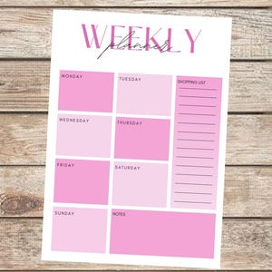 Weekly Planner Template - Pink - Etsy