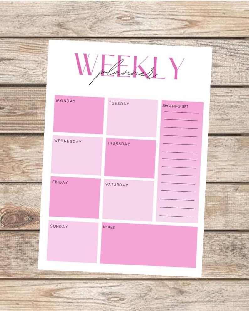 Weekly Planner Template - Pink - Etsy