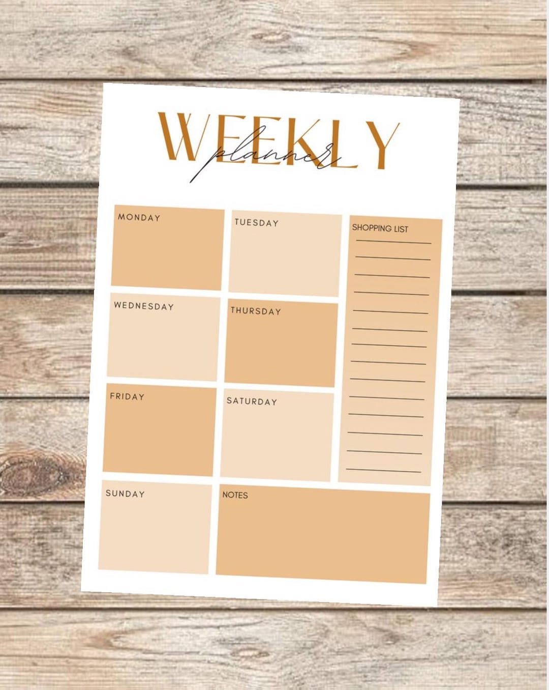 Weekly Planner Template - Beige - Etsy