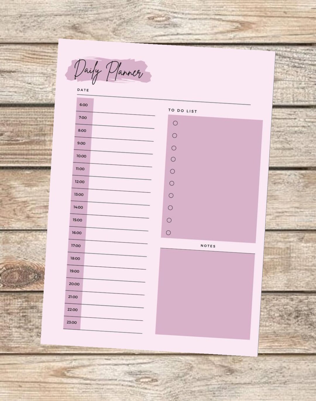 Daily Planner Template - Pink - Etsy