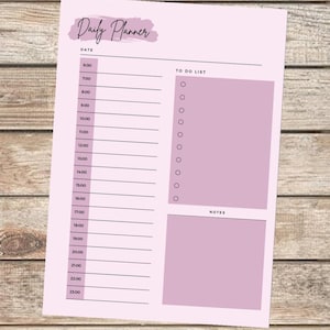 Daily Planner Template - Pink - Etsy