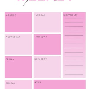 Weekly Planner Template - Pink - Etsy