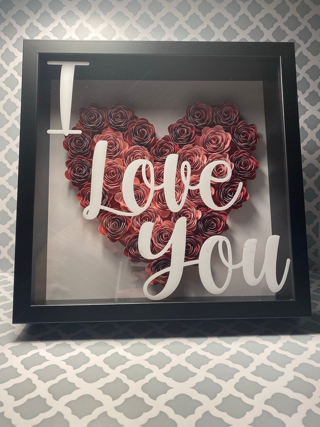 Heart Shaped Paper Flower Shadow Box| Solid, Ombre, Multicolored - Etsy