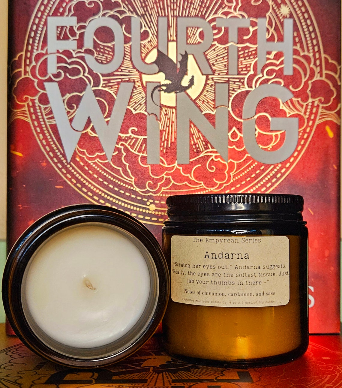 Andarna Candle Fourth Wing Candle Bookish Merch Natural Soy Wax Candle Book Lover Candle Book ...