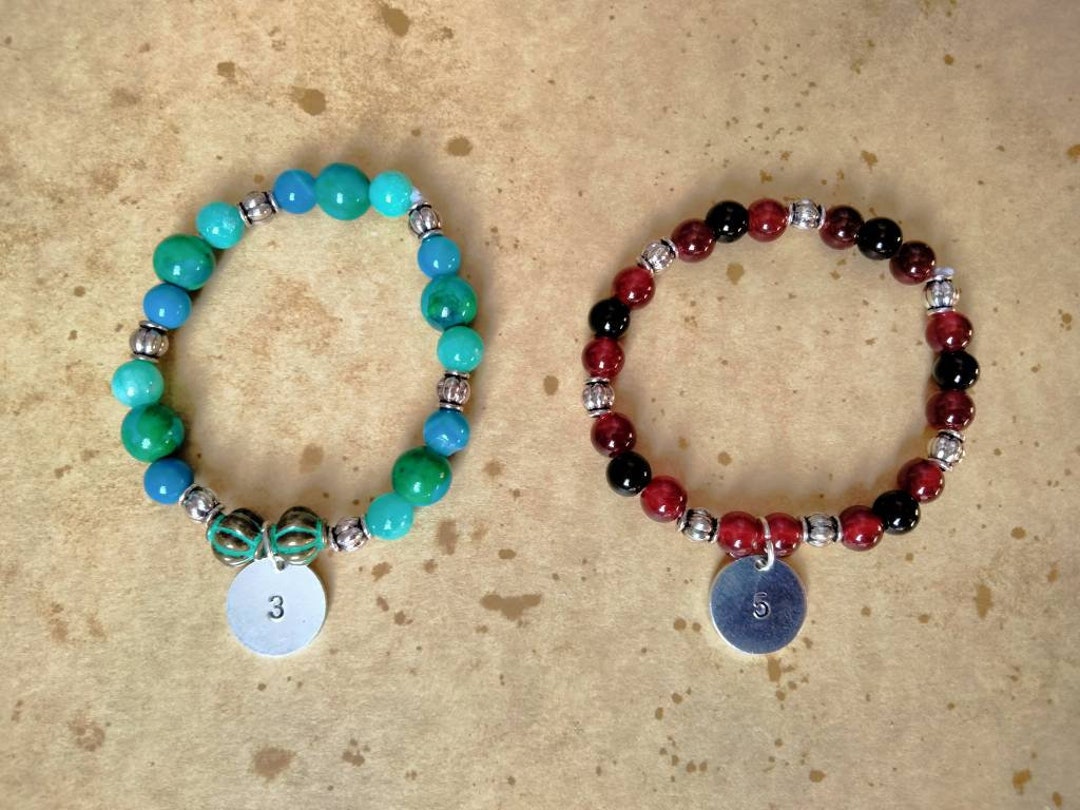 Percy Jackson Cabin Inspired Bracelets Crystal Beads and Metal Stamping ...